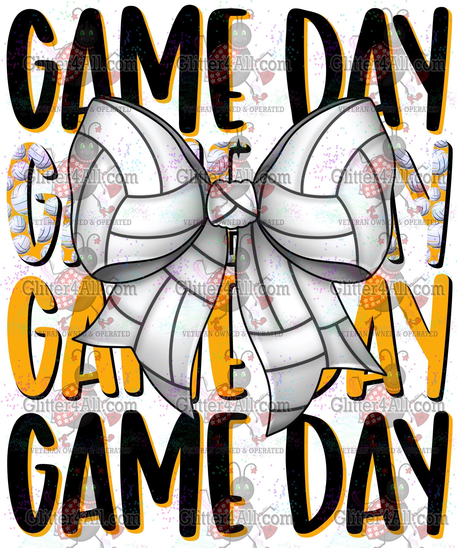 Game Day Stacked Black Gold Volleyball Bow - Etsy