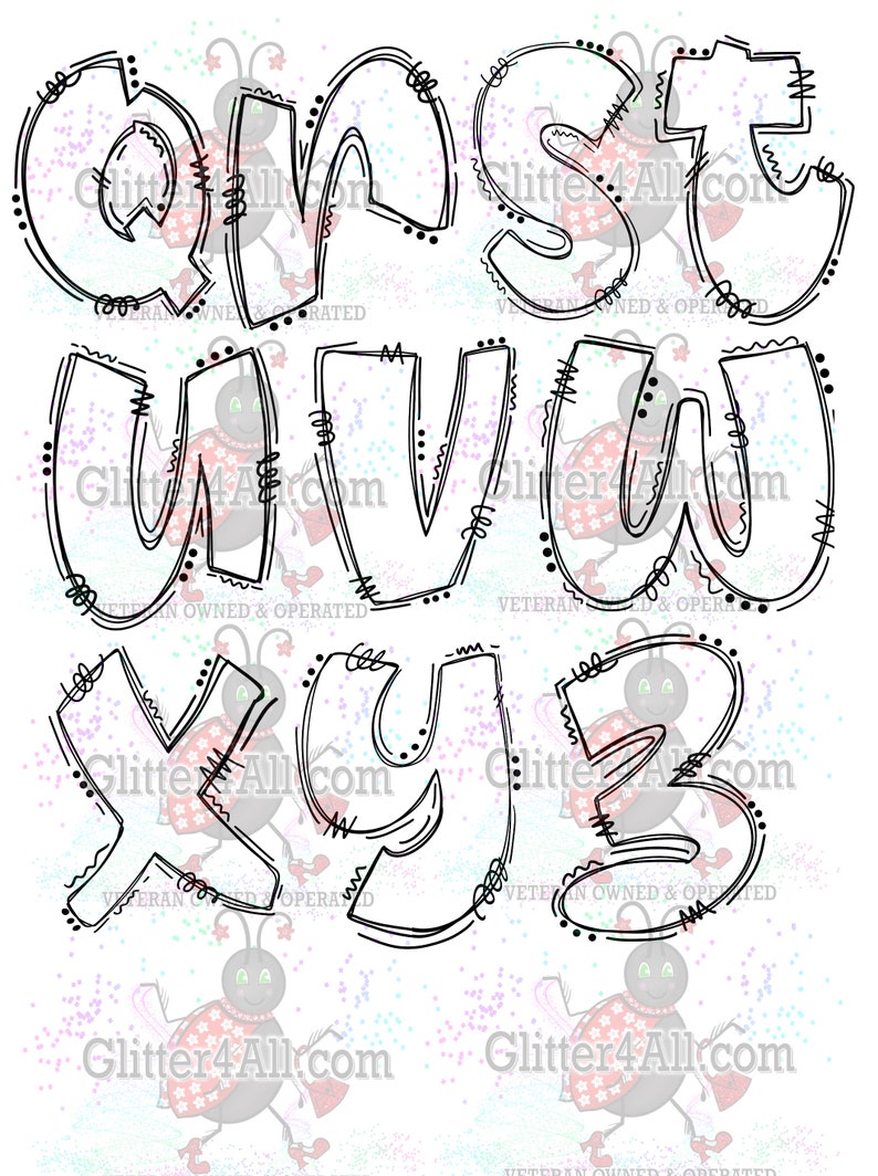 Fat Transparent Doodle Fillable PNG Letters (upper & Lower) - Etsy
