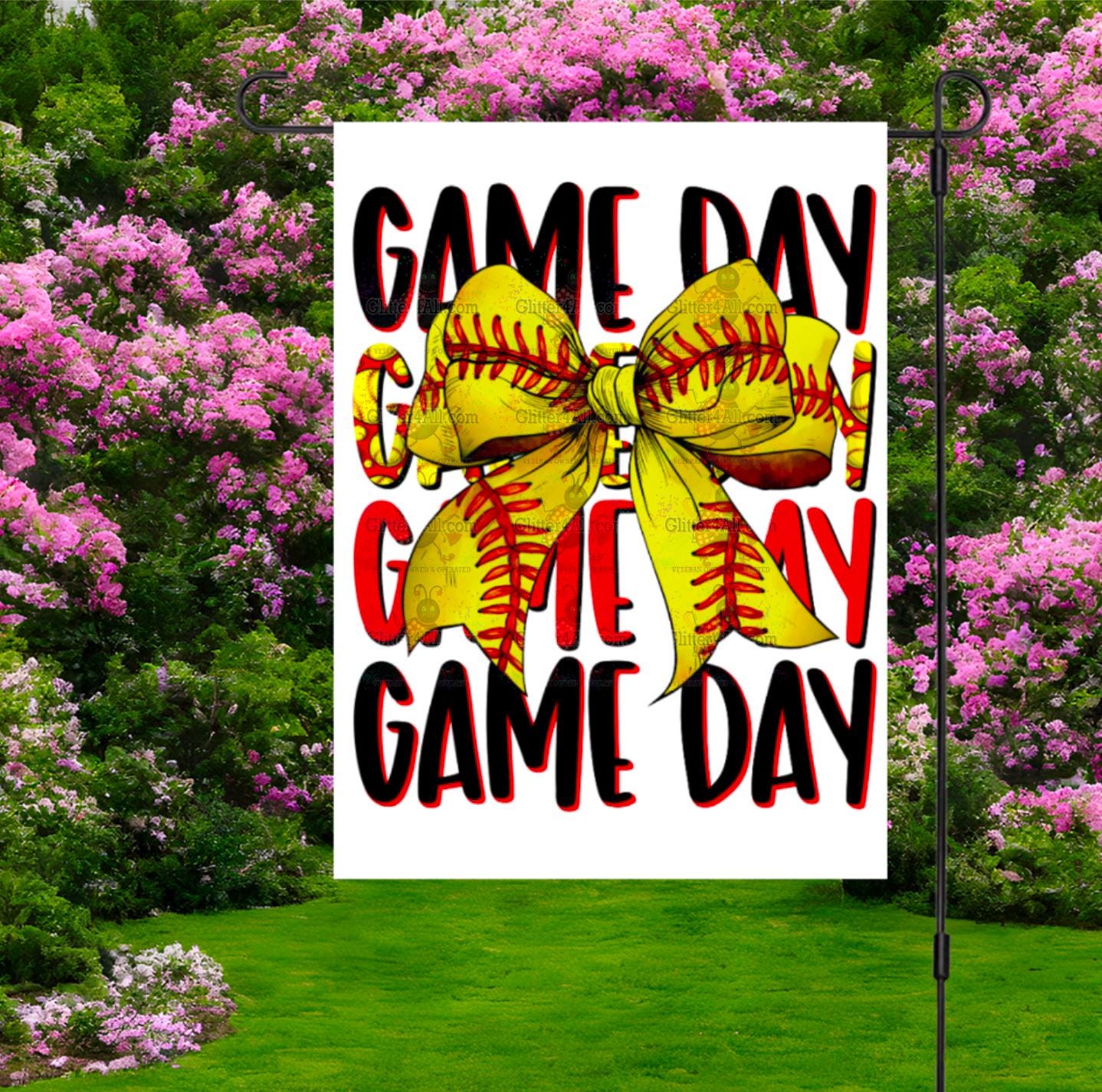 Game Day Stacked Red Black Softball Bow - Etsy