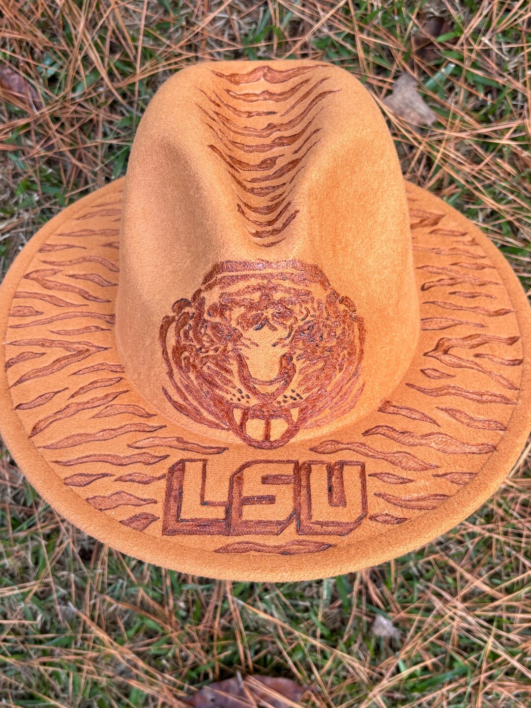 Hand Burned LSU Fedora Hat Free Shipping - Etsy