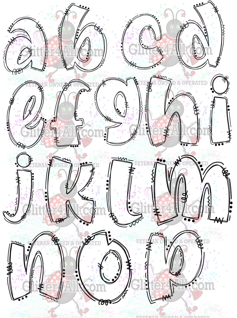 Fat Transparent Doodle Fillable PNG Letters (upper & Lower) - Etsy