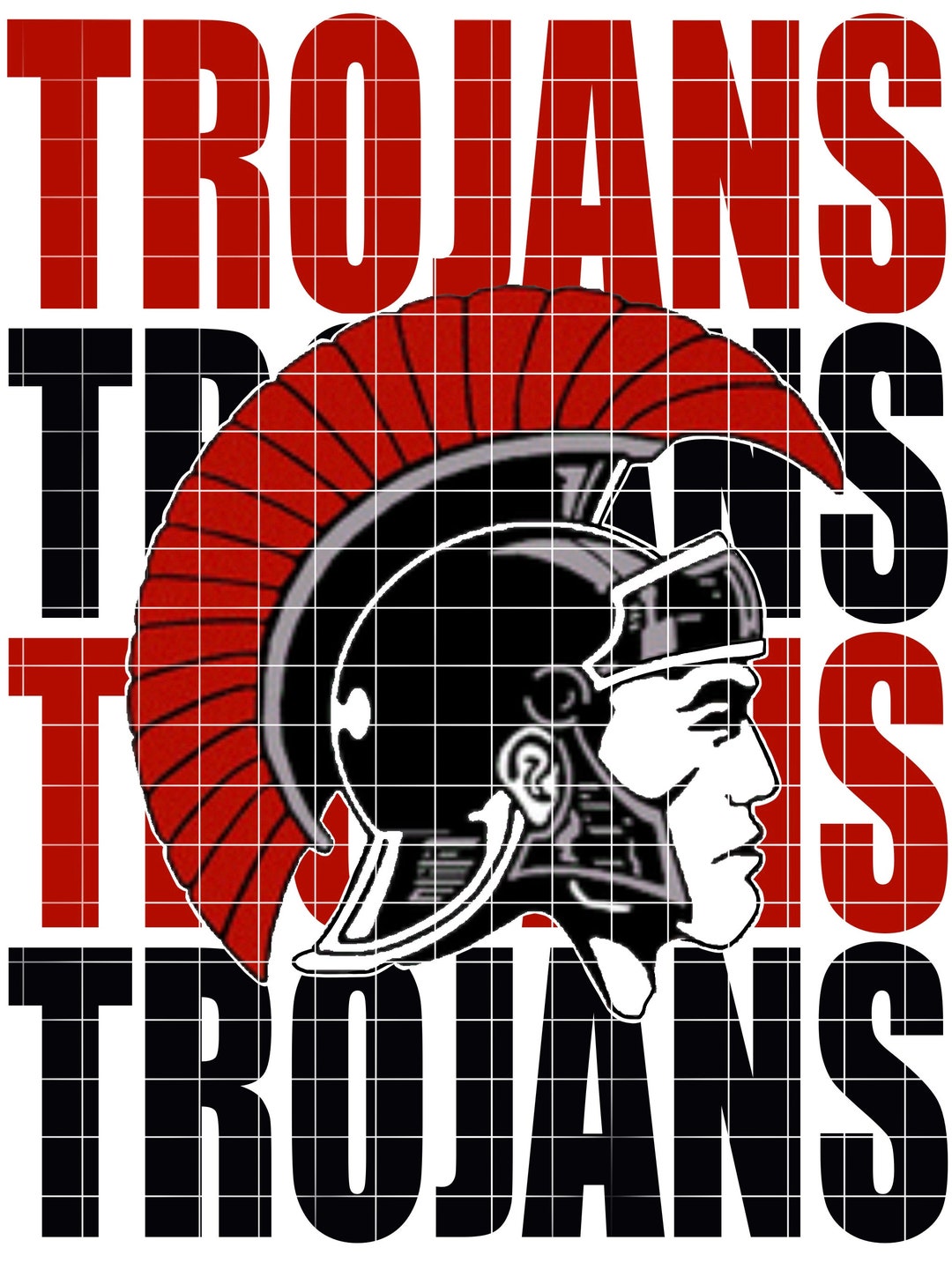 Trojans Stacked Red Black - Etsy