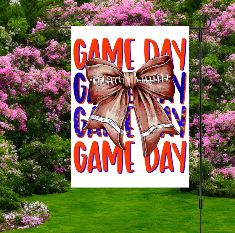 Game Day Stacked Orange Blue Football Bow - Etsy