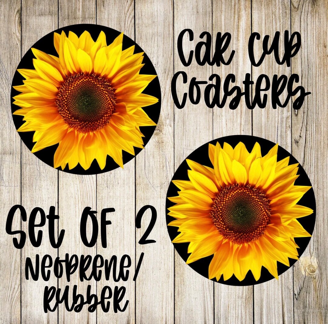 Sunflower Car Coasters (set of 2) - Etsy