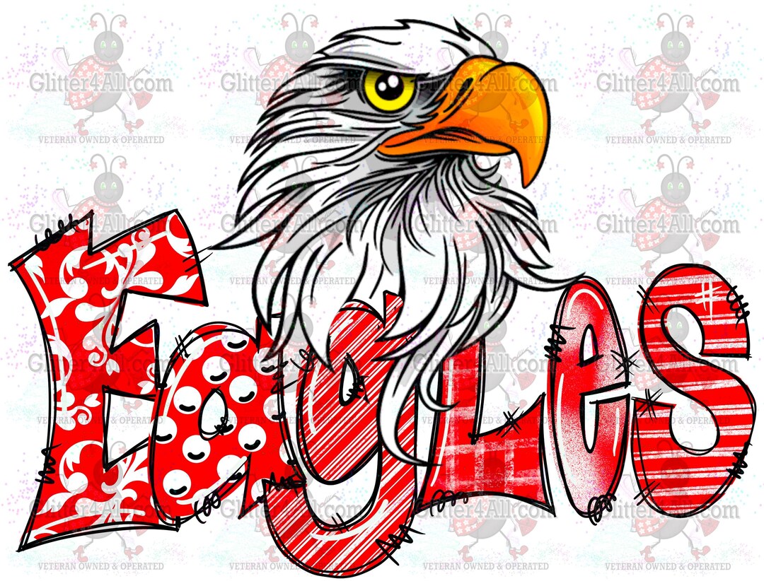 Eagles Hand Drawn Letters With Eagle Head Red White - Etsy