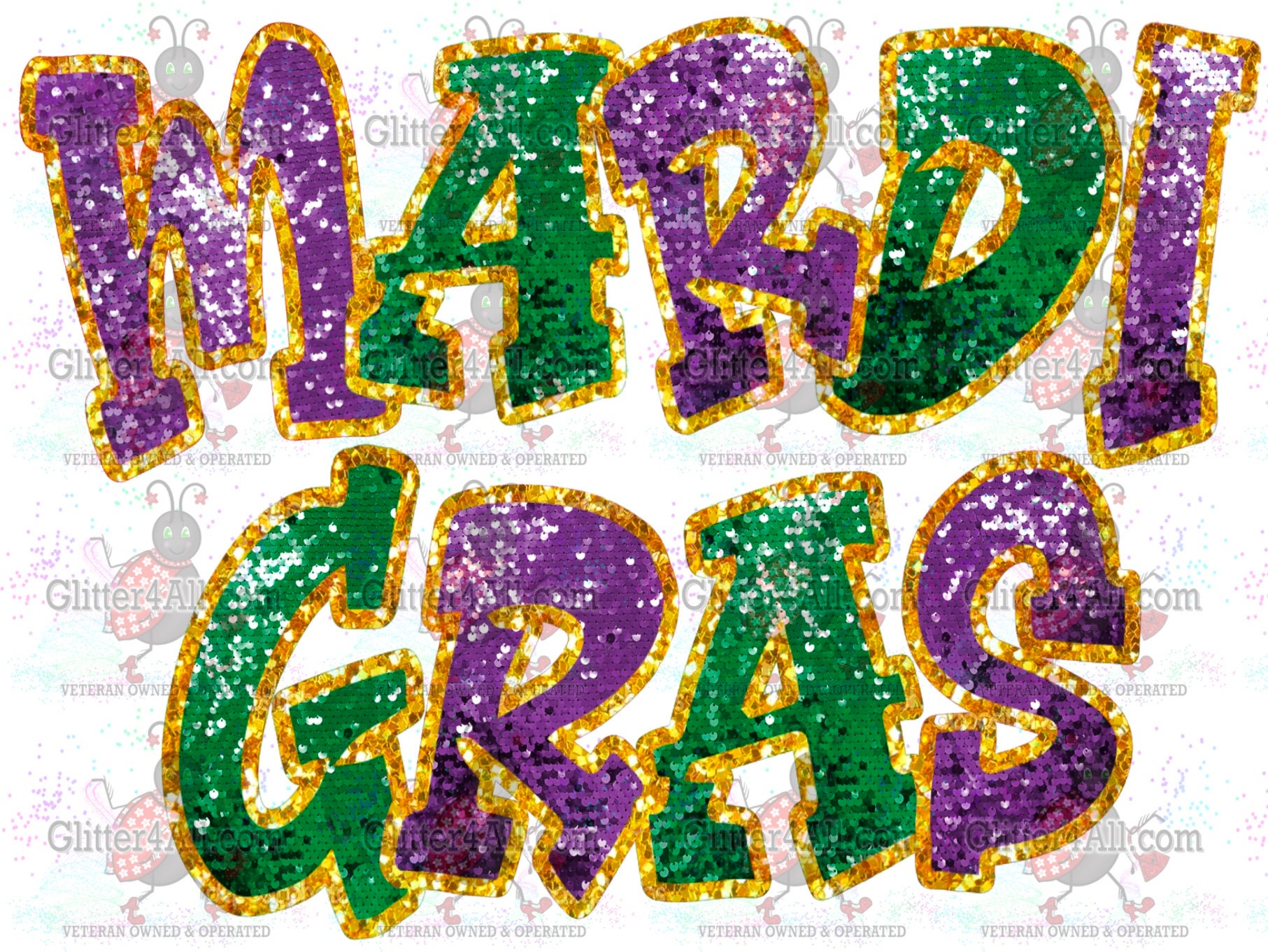 Faux Sequin Mardi Gras Letters Gold Outline - Etsy