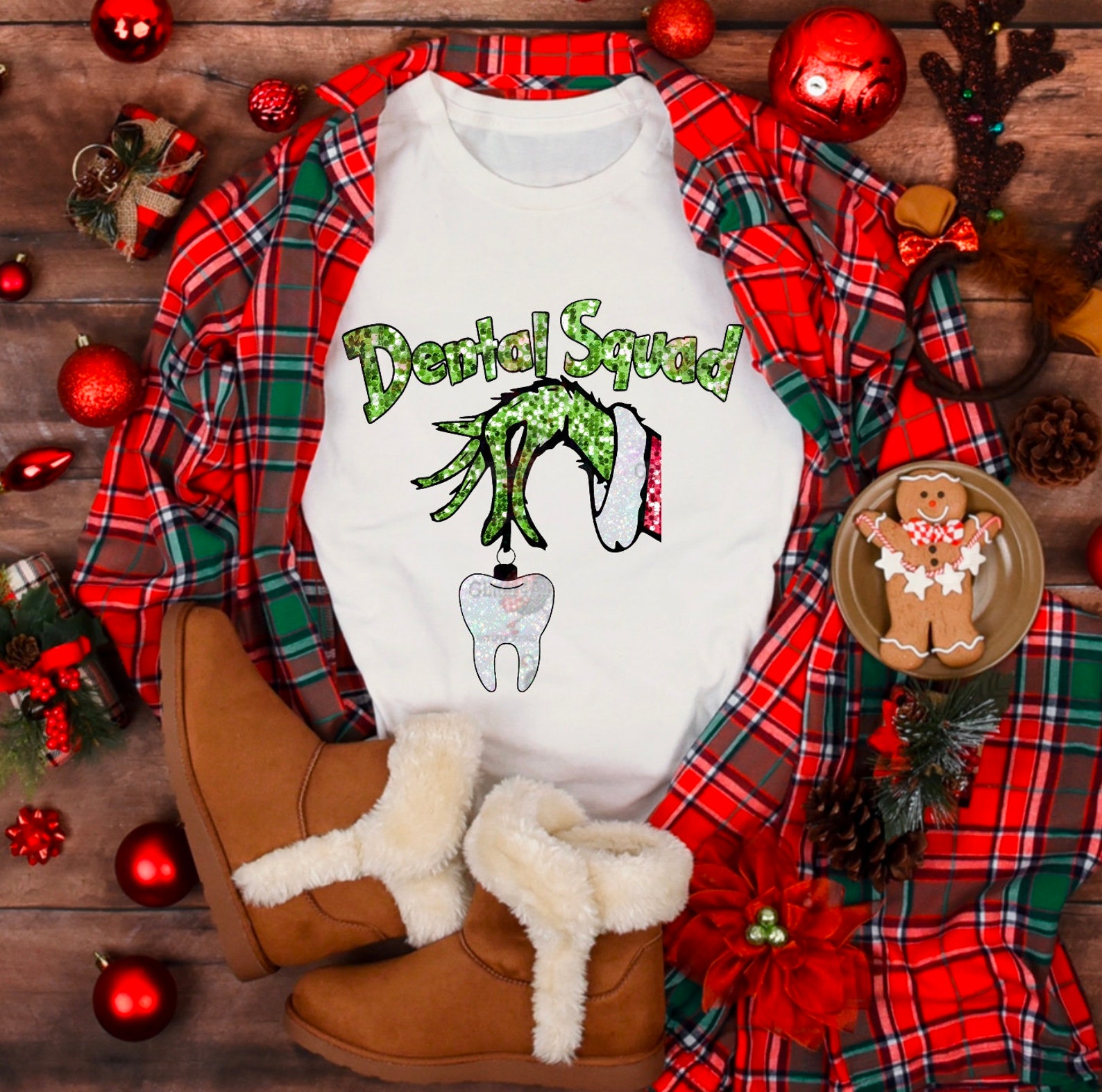 Christmas Grinch Hand With Tooth Dental Squad - Etsy