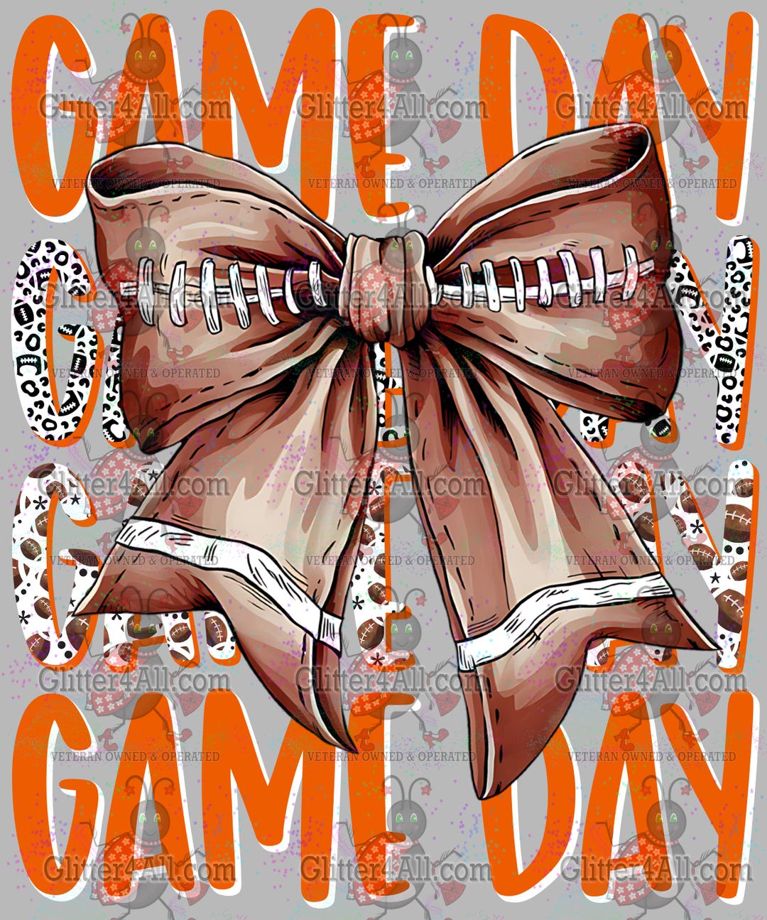 Game Day Stacked Orange White Football Bow - Etsy