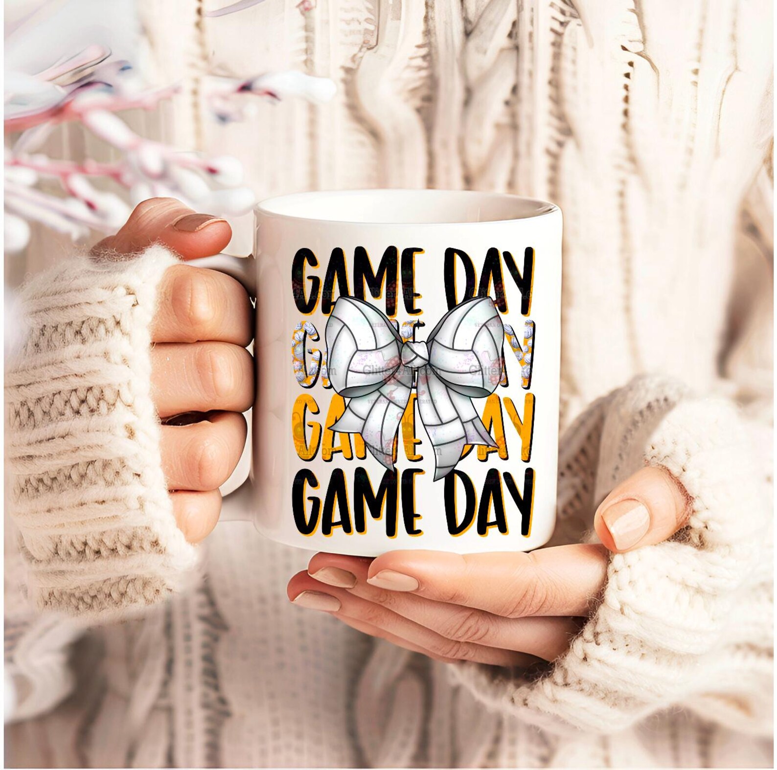 Game Day Stacked Black Gold Volleyball Bow - Etsy