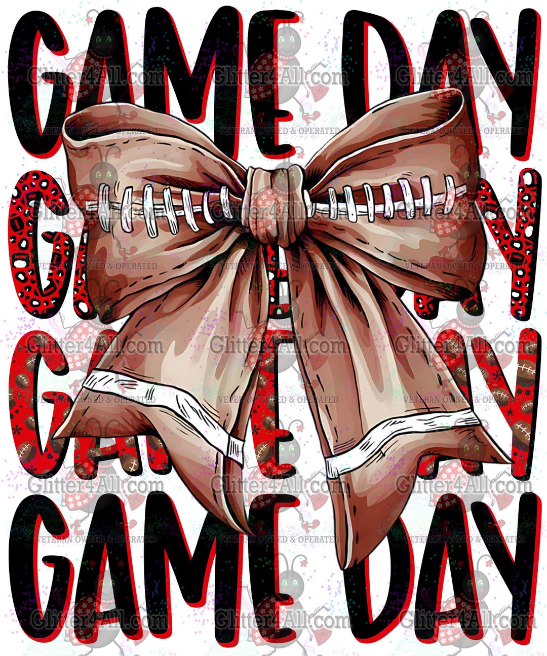 Game Day Stacked Red Black Football Bow - Etsy