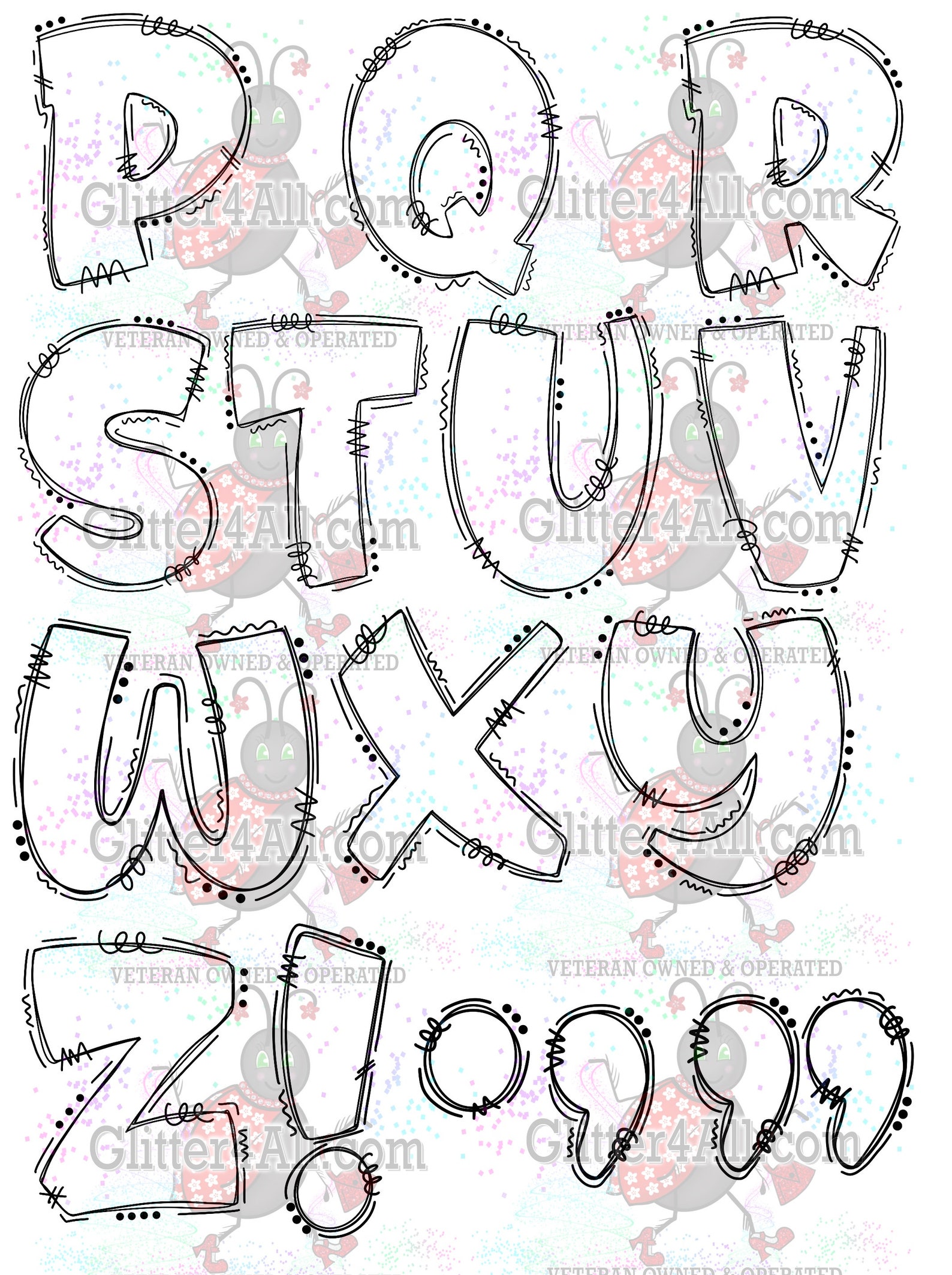 Fat Transparent Doodle Fillable PNG Letters (upper & Lower) - Etsy