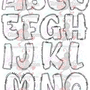 Fat Transparent Doodle Fillable PNG Letters (upper & Lower) - Etsy