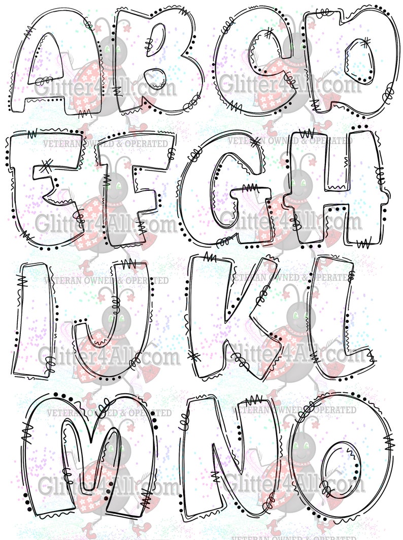 Fat Transparent Doodle Fillable PNG Letters (upper & Lower) - Etsy