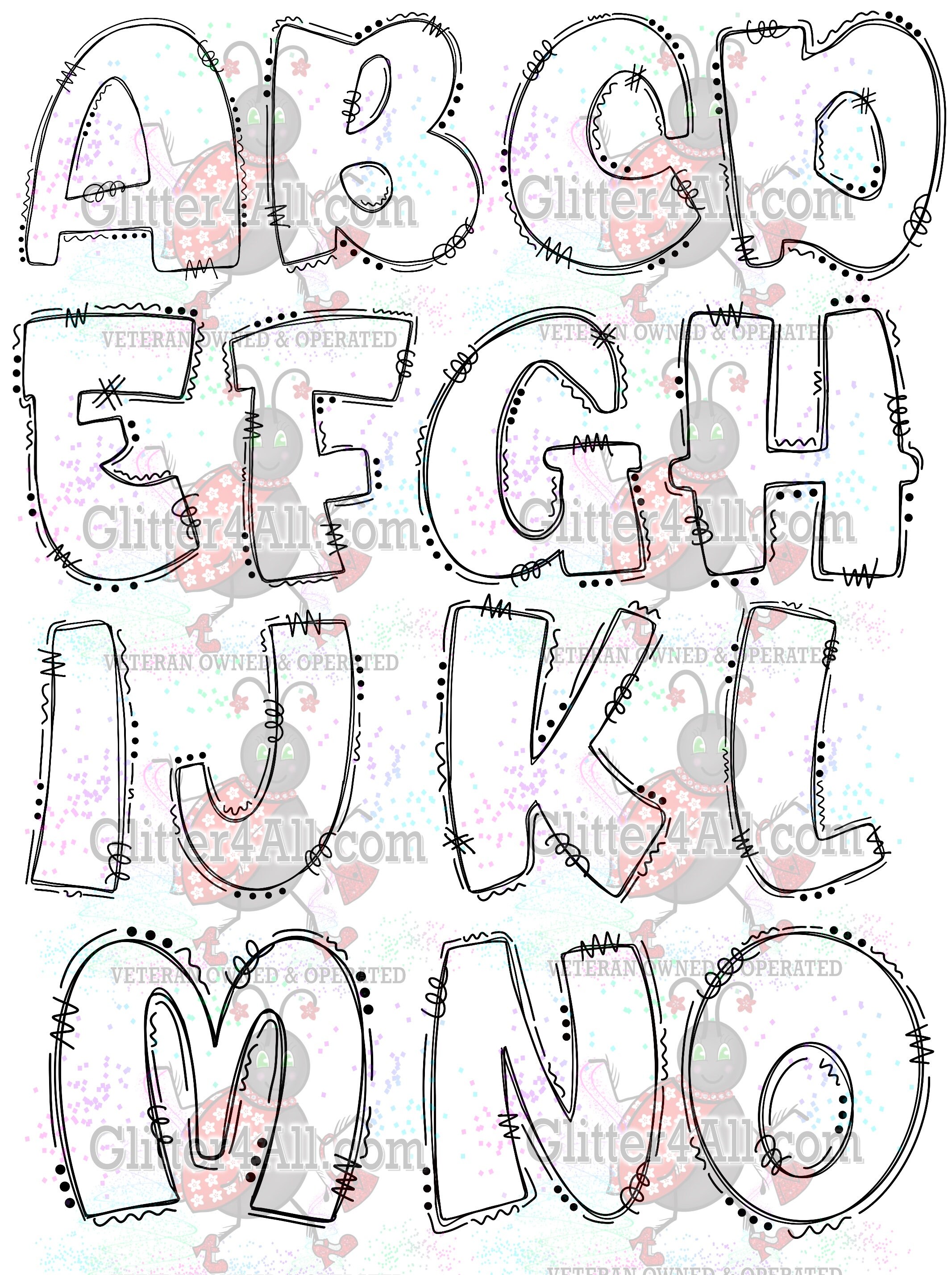 Fat Transparent Doodle Fillable PNG Letters (upper & Lower) - Etsy