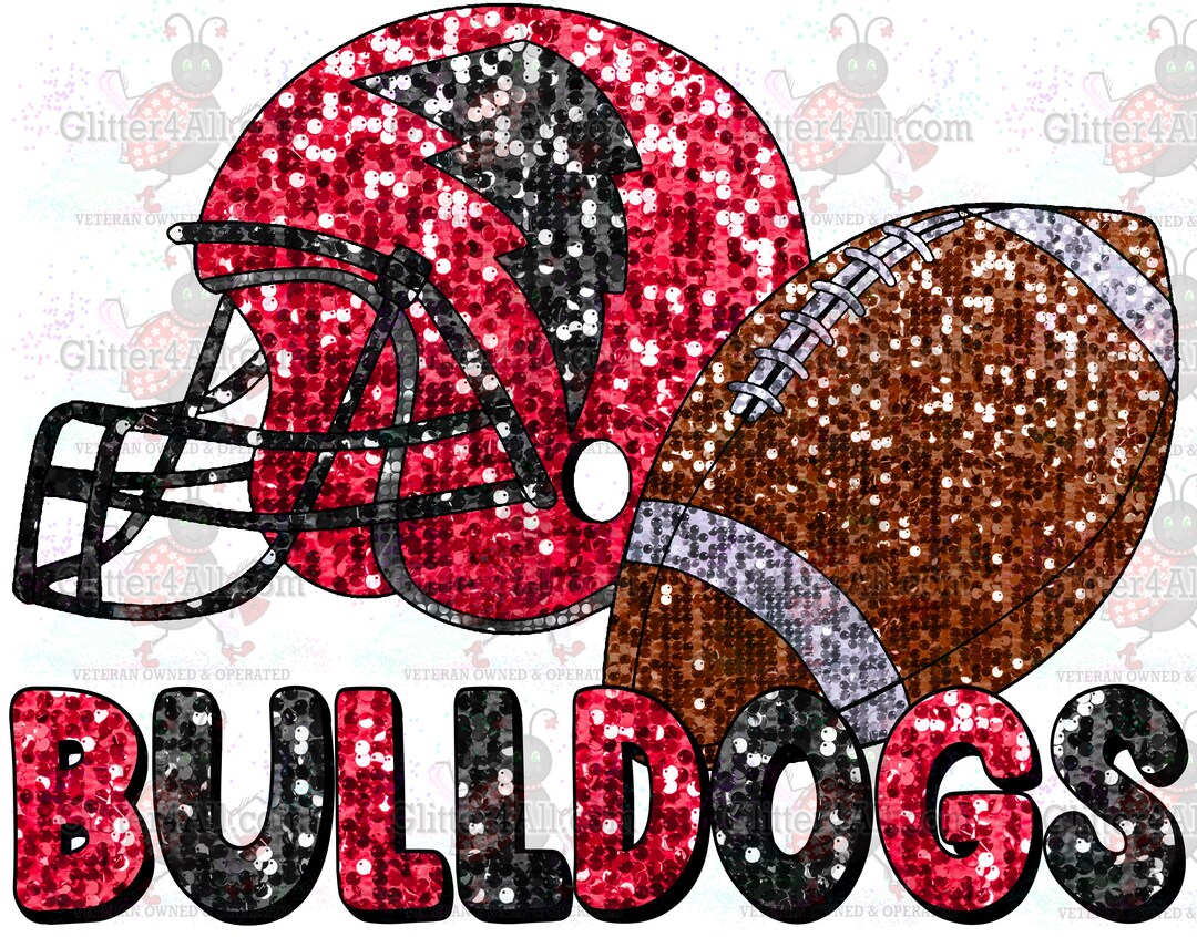 Sequin Bulldogs Red Black Football - Etsy