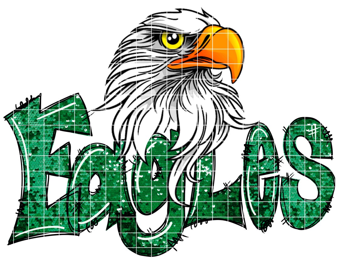 Faux Sequin Eagles Hand Drawn Letters With Eagle Head Green - Etsy