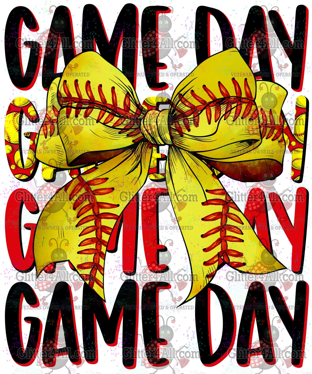 Game Day Stacked Red Black Softball Bow - Etsy