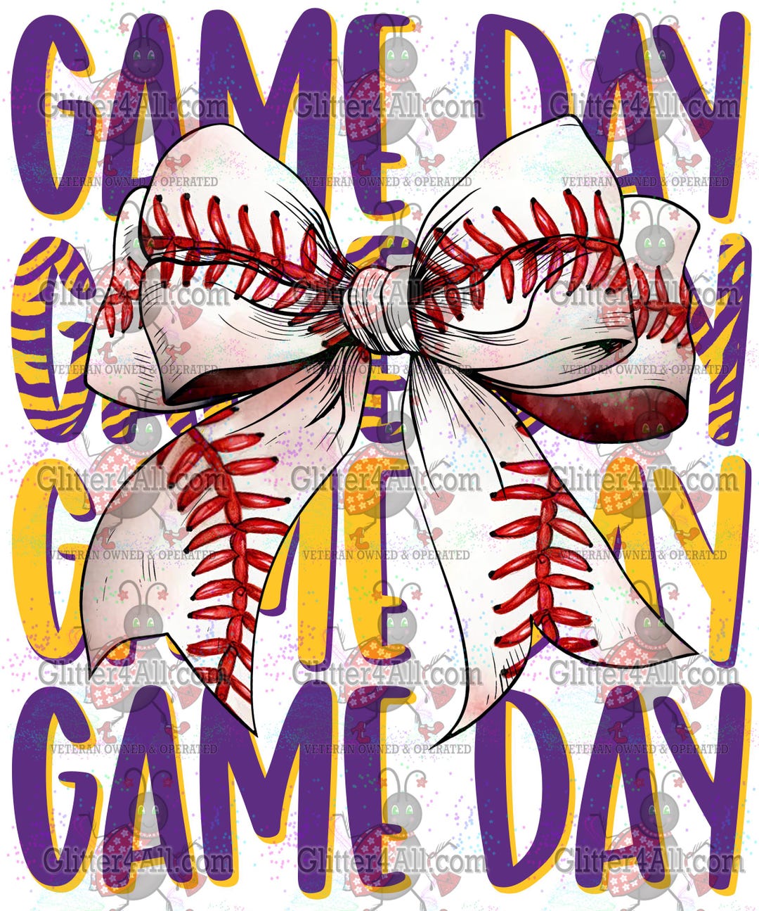 Game Day Stacked Purple Gold Baseball Bow - Etsy