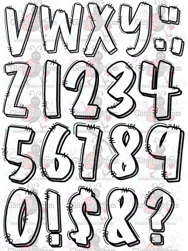 Block Transparent Doodle Fillable PNG Letters upper & - Etsy Canada