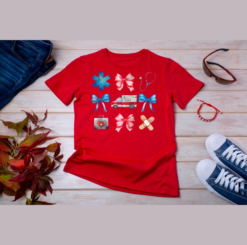 Coquette Collage Watercolor Ambulance EMS and Bows - Etsy