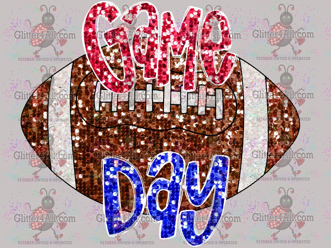 Faux Sequin Game Day Football Blue and Red - Etsy