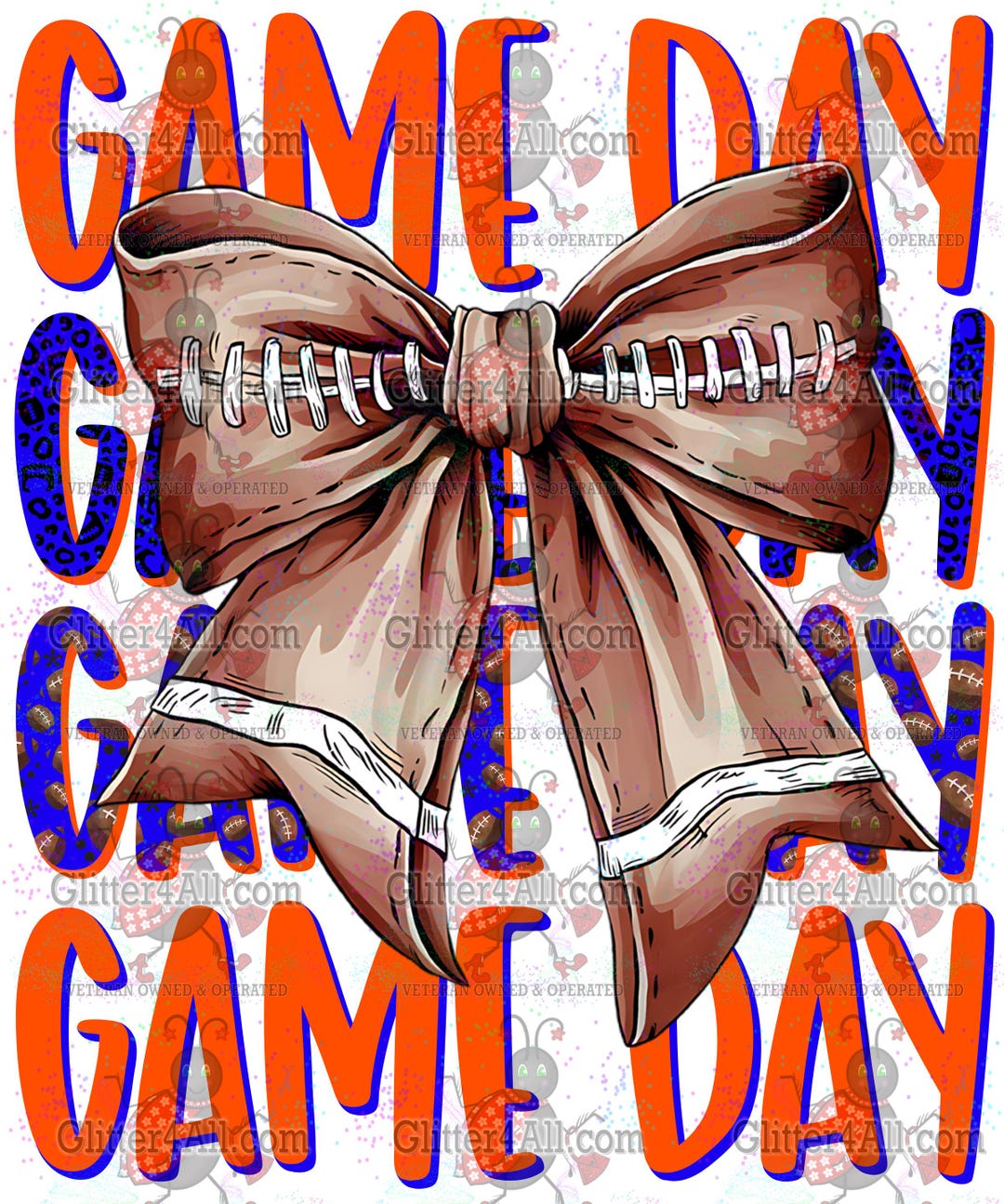 Game Day Stacked Orange Blue Football Bow - Etsy