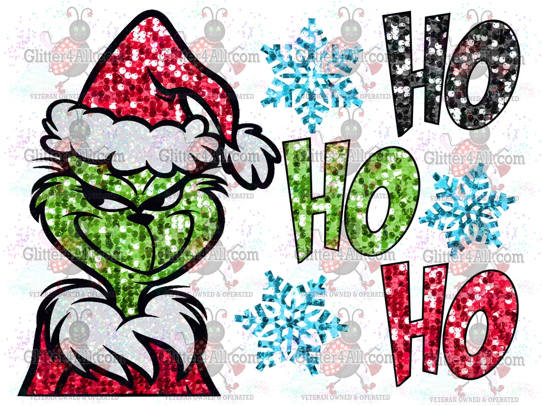 Faux Sequin Grinch Ho Ho Ho Primary Colors - Etsy