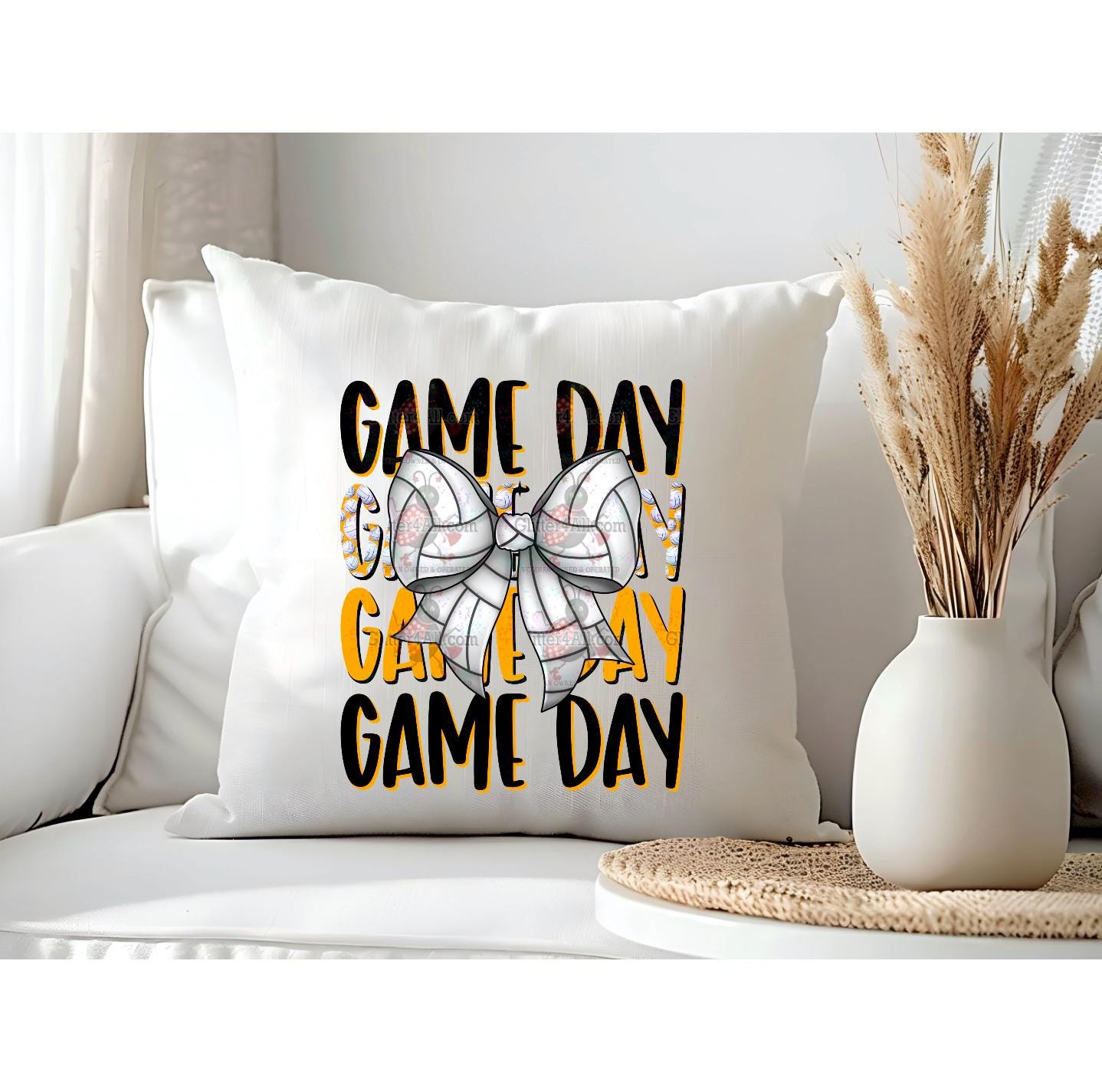 Game Day Stacked Black Gold Volleyball Bow - Etsy