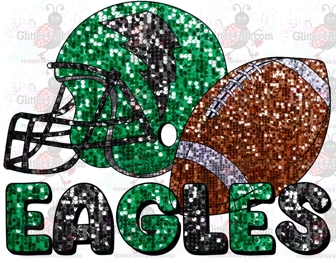 Sequin Eagles Green Black Football - Etsy