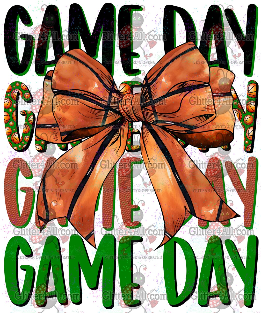 Game Day Stacked Green Black Basketball Bow - Etsy