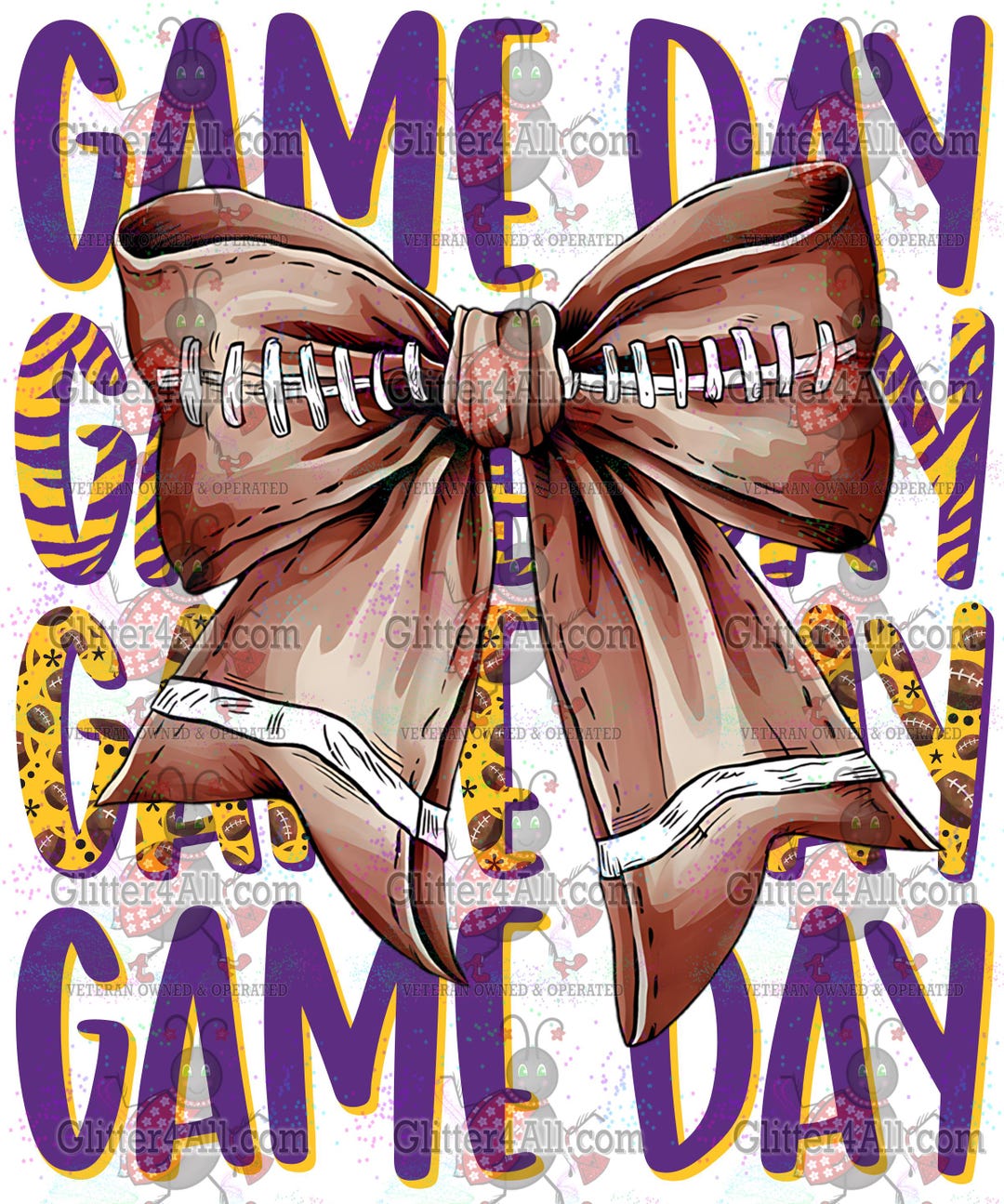 Game Day Stacked Purple Gold Football Stripes Bow - Etsy