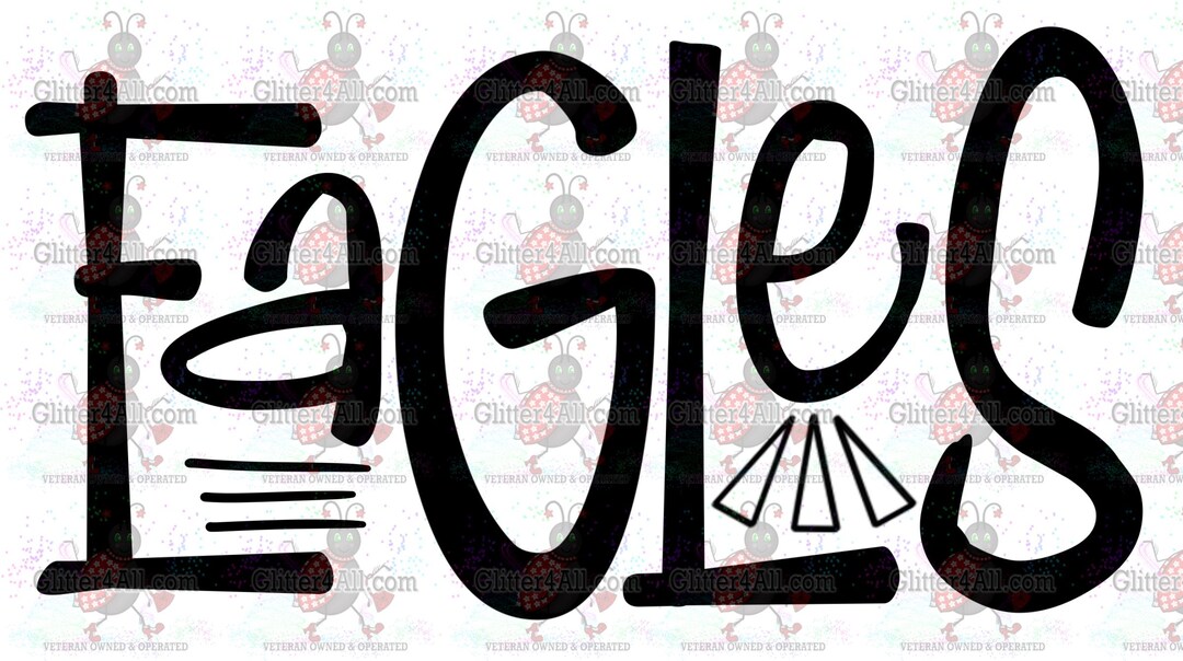 Eagles Doodle Letters Mascot Team White and Black Files - Etsy