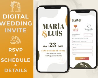 Digital Wedding Invitation & Rsvp Mini Wedding Website Evite Wedding ...