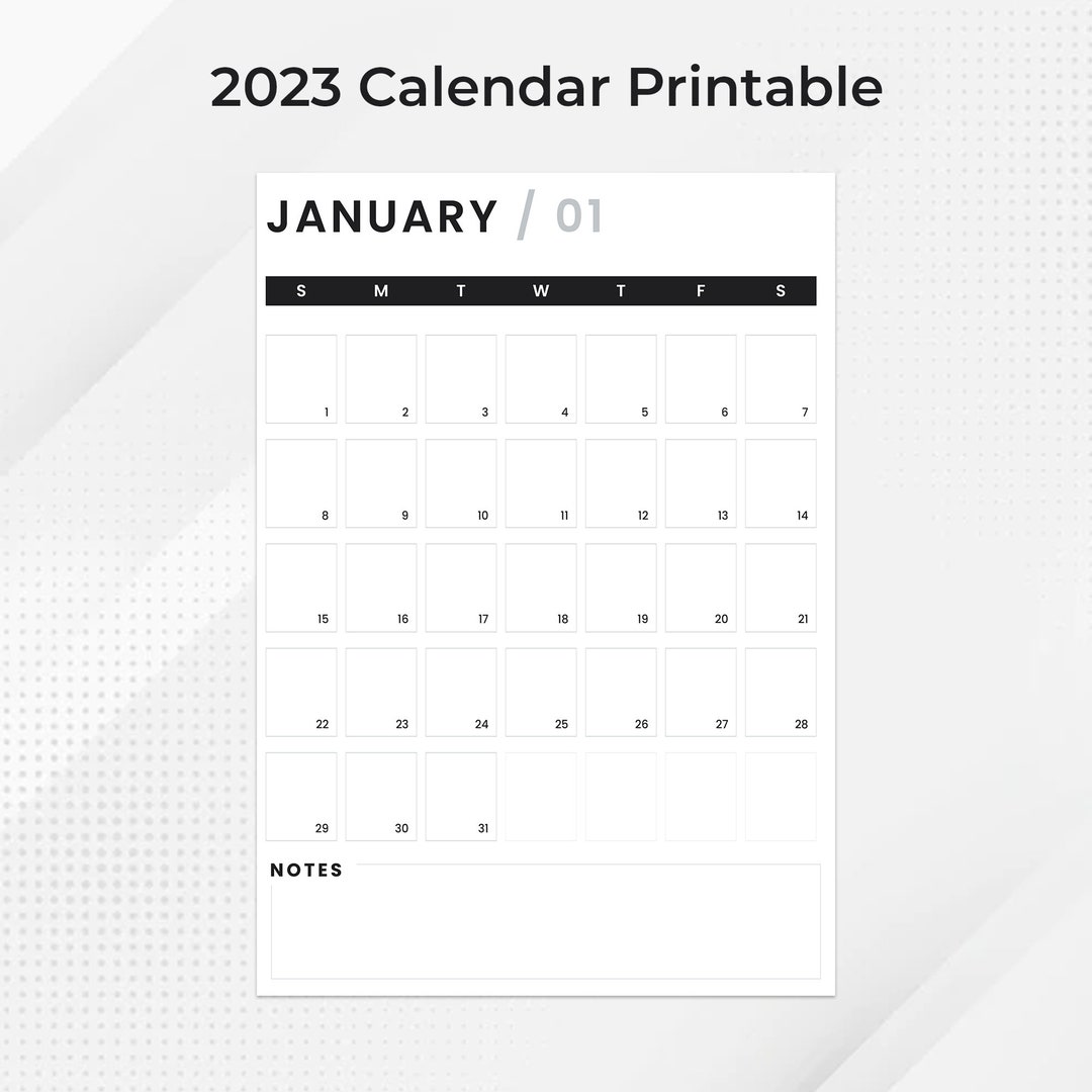 2023 Monthly Calendar Printable 2023 Calendar Plain Etsy