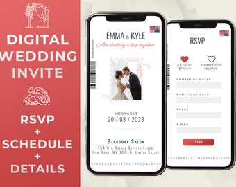 Digital Wedding Invitation & Rsvp Mini Wedding Website Evite Wedding ...