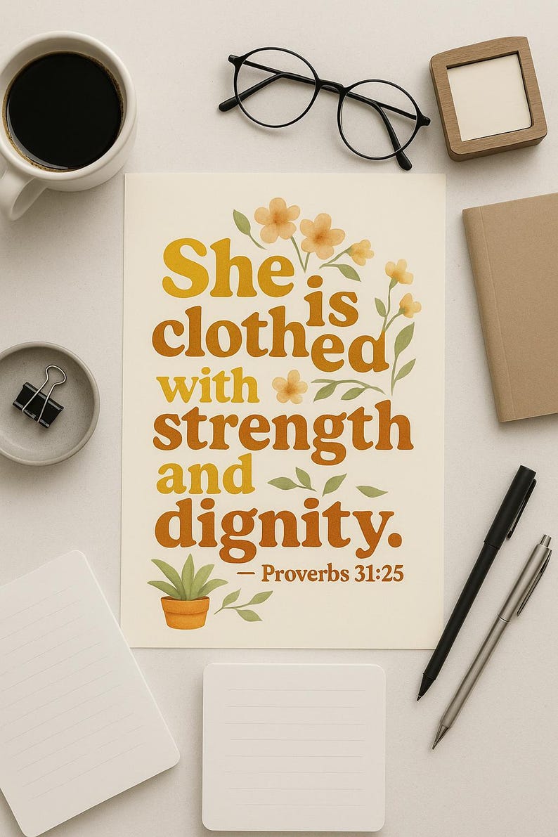 Pop Art Bible Verse Printable – She is Clothed With Strength and ...