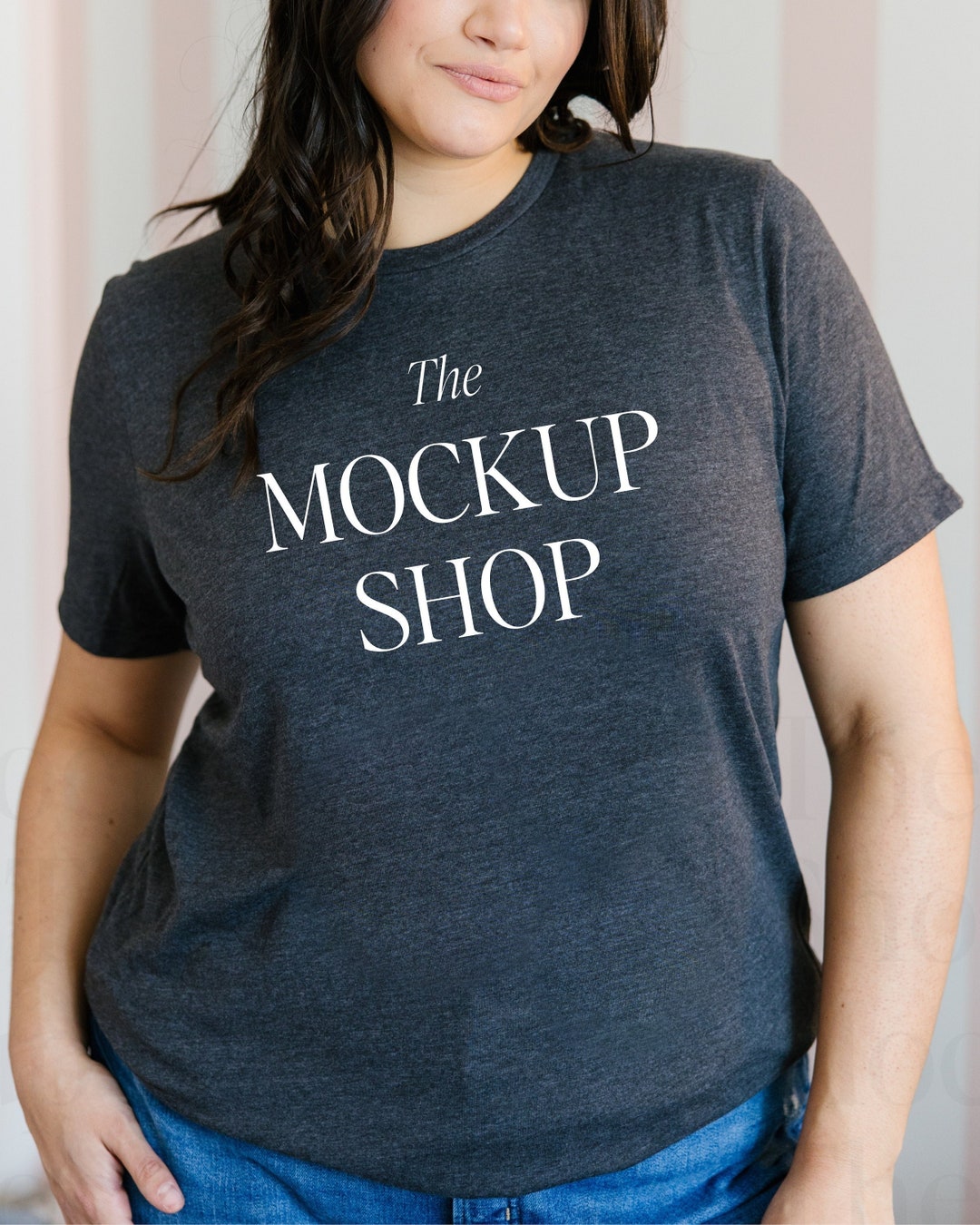 Bella Canvas 3001 Dark Grey Heather Mockup, Crewneck Model Mock Ups ...