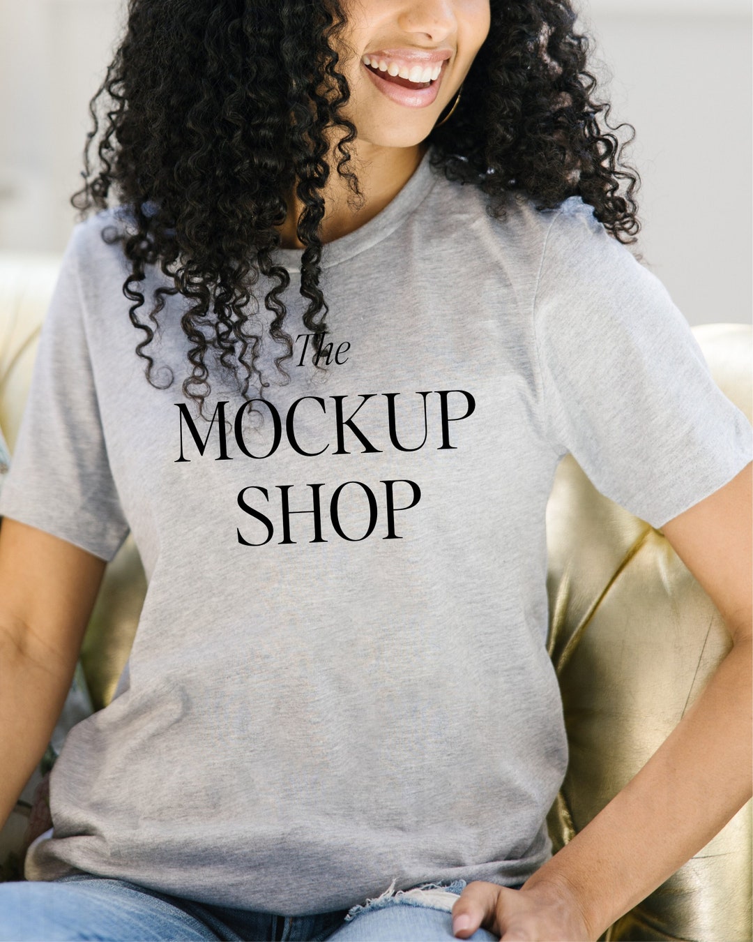 Bella Canvas 3001 Athletic Heather Mockup, Light Grey Crewneck Model ...