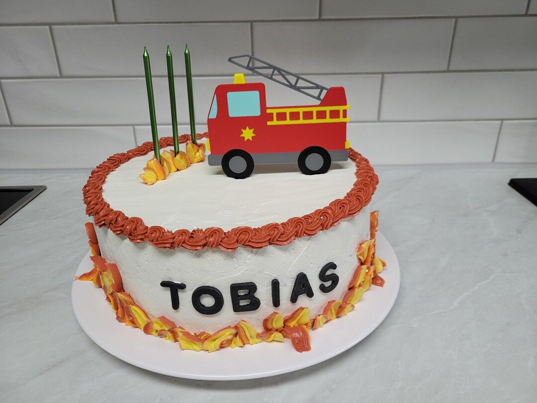 Firetruck Cake Topper / Fire Department Cake Topper Cake Decoration - Etsy