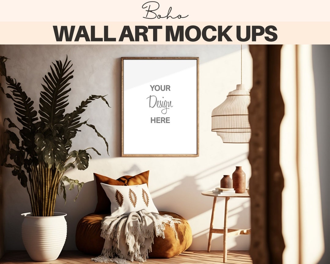 6 Bohemian Wall Art Mock Ups Boho Modern Warm Colors Poster Frame ...