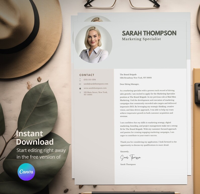 Clean CV Template for Canva and Cover Letter Canva Template - Etsy