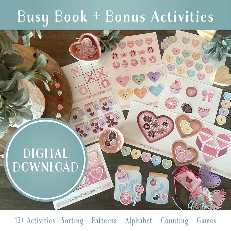 Valentine's Day Busy Book Printable Toddler Activities Montessori ...