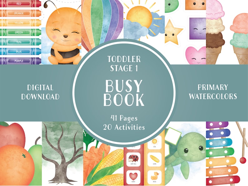 Busy Book Printable Toddler Activities Montessori Homeschool - Etsy