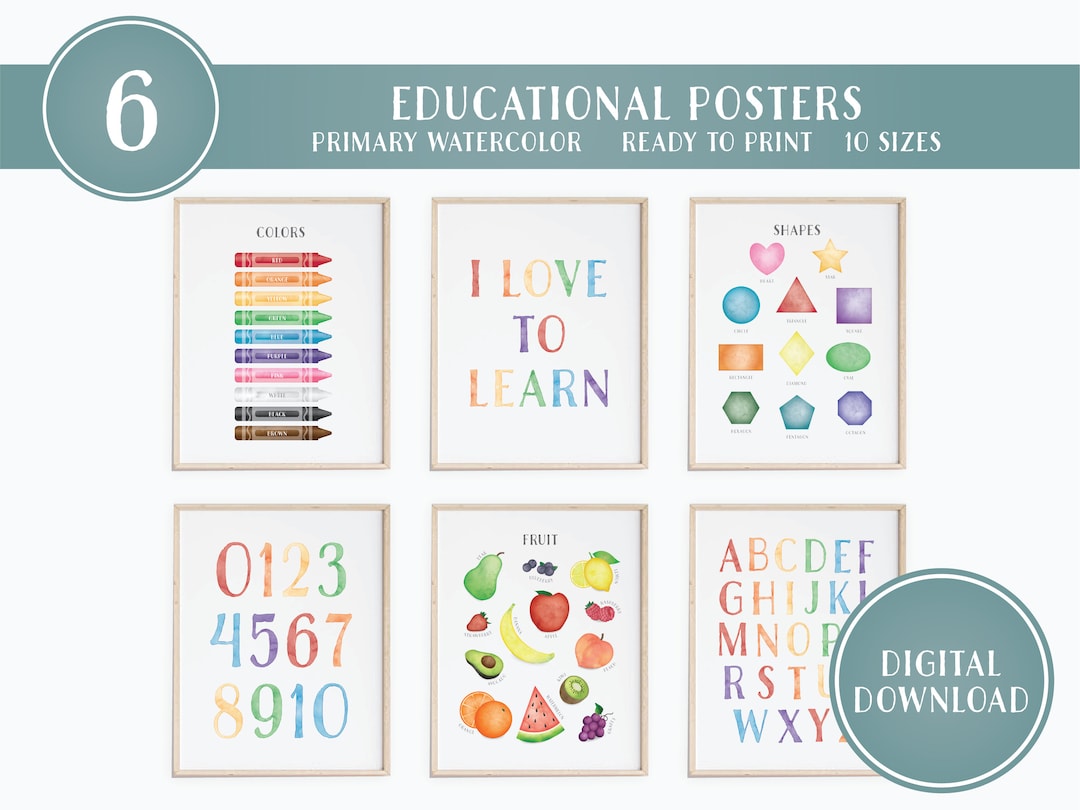 Set of 6 Educational Posters, Homeschool Printable, Montessori ...