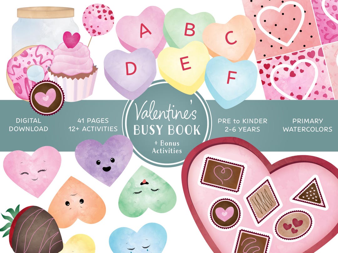 Valentine's Day Busy Book Printable Toddler Activities Montessori ...