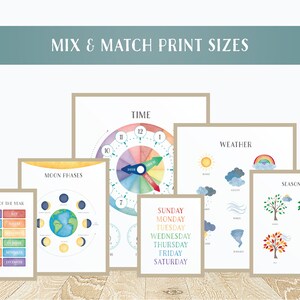 6 Educational Posters, Weather, Seasons, Days of the Week, Months, Time ...