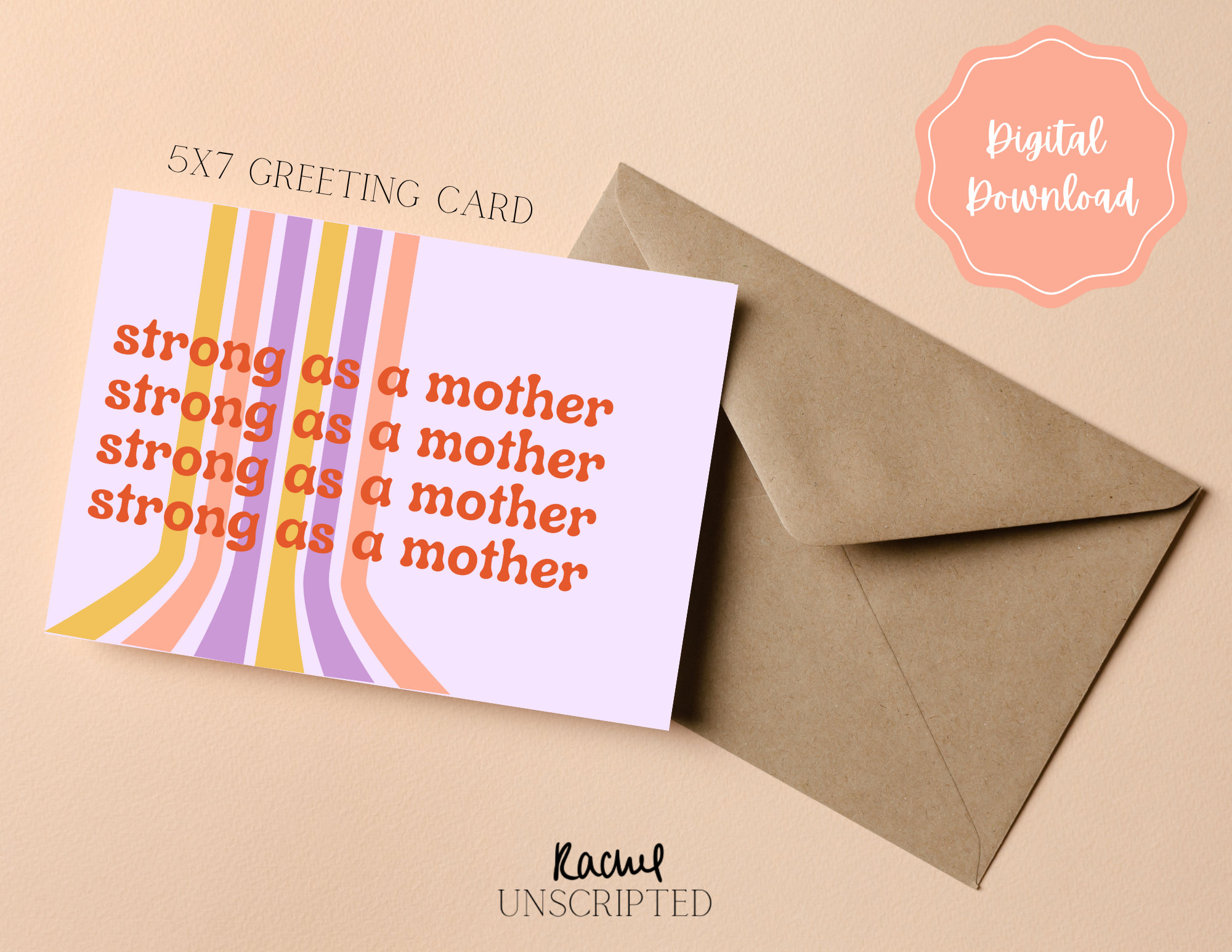 Strong as a Mother - Mother's Day Printable Greeting Card | Instant ...