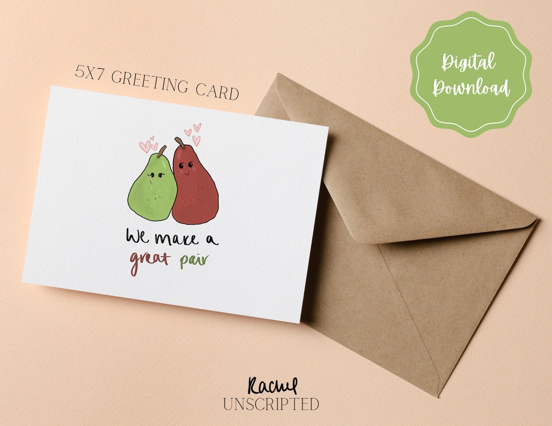 We Make a Great Pair Greeting Card - Funny Pun Card (digital Download ...