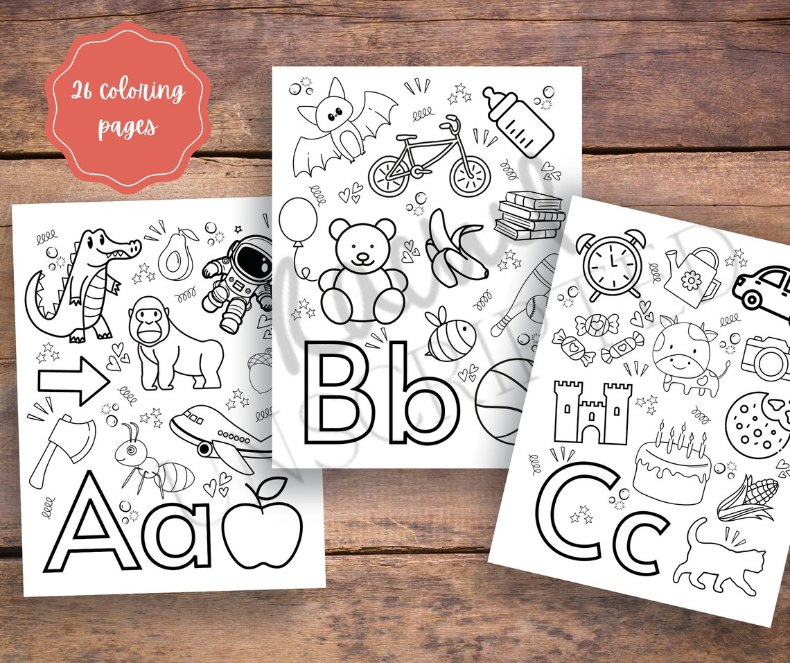 26 Alphabet Coloring Pages for Kids | Instant Download | Coloring Book ...