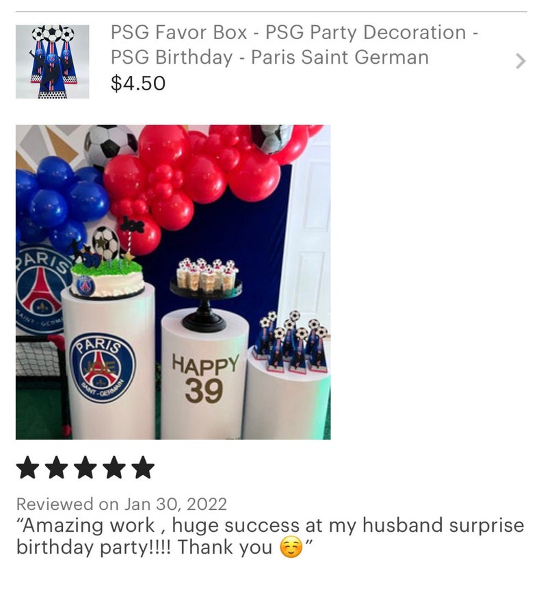 Paris Saint Germain Soccer Birthday Pyramid Favor Decoration - Etsy